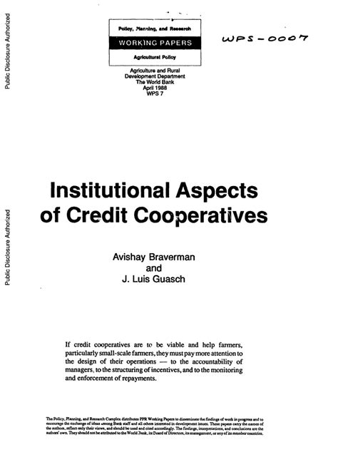 Pdf Institutional Aspects Of Credit Cooperatives
