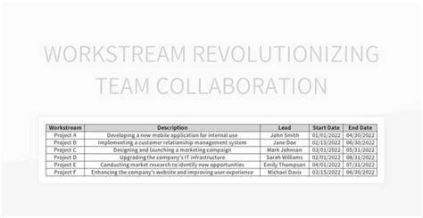 Transforming Team Collaboration With Workstream Excel Template Free Download Pikbest