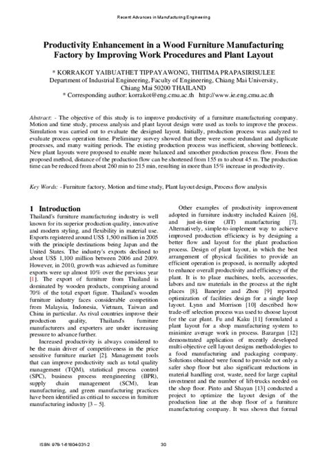 Pdf Productivity Enhancement In A Wood Furniture Manufacturing