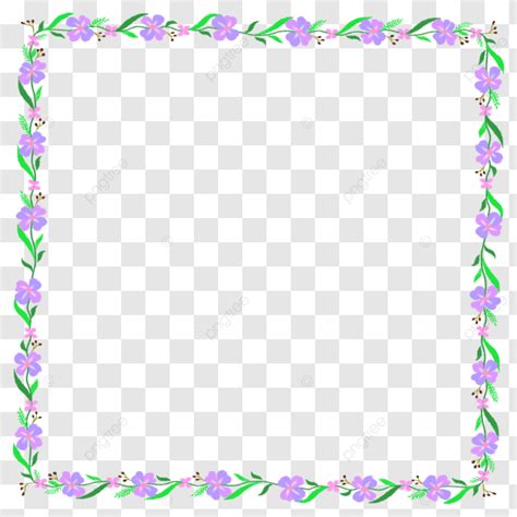Watercolor Little Purple Flowers Square Border Frame Purple Flowers