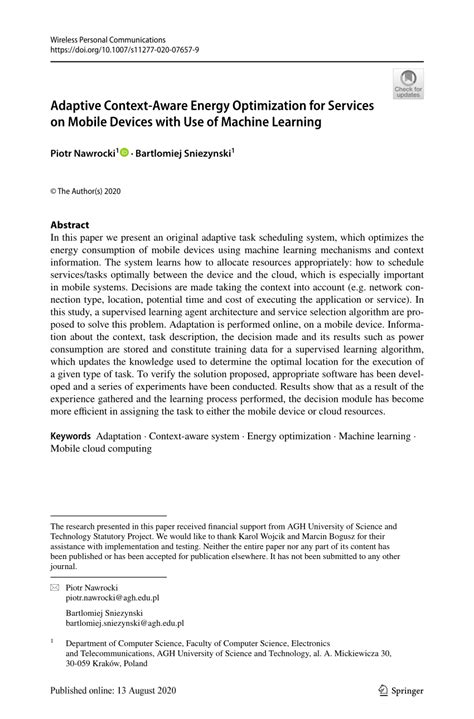 Pdf Adaptive Context Aware Energy Optimization For Services On Mobile