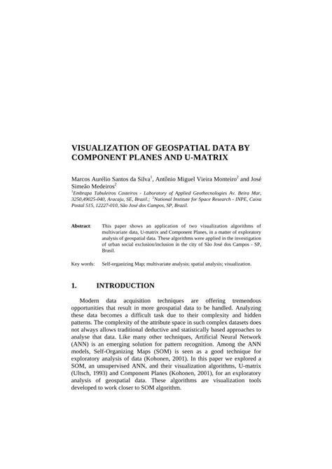 pdf visualization of geospatial data by component planes and u matrix dokumen tips