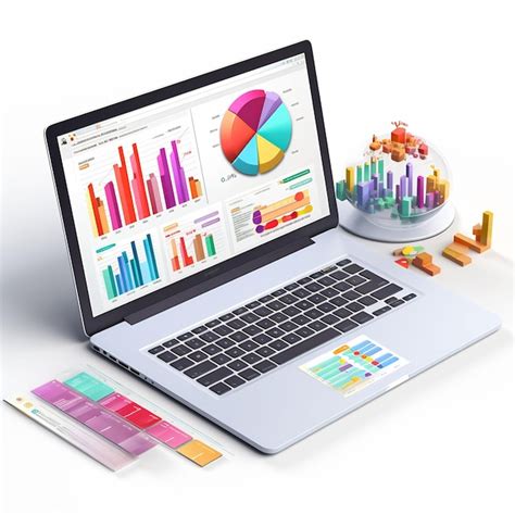 Premium AI Image A Laptop With A Graph On The Screen And A Pencil In The Corner