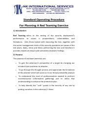 Red Teaming Exercise SOP Planning Execution Safety Course Hero
