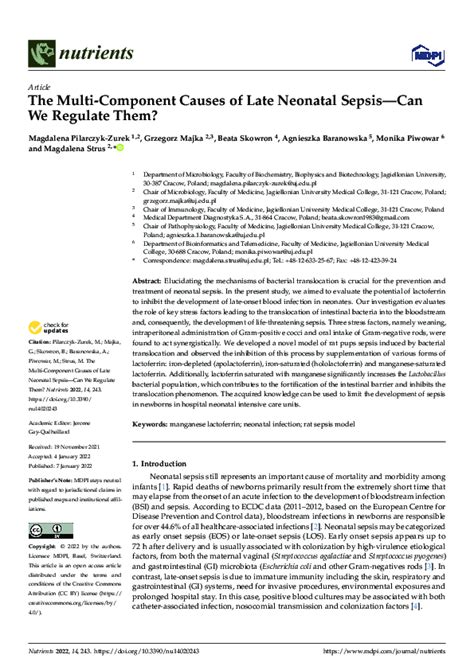 Pdf The Multi Component Causes Of Late Neonatal Sepsis—can We