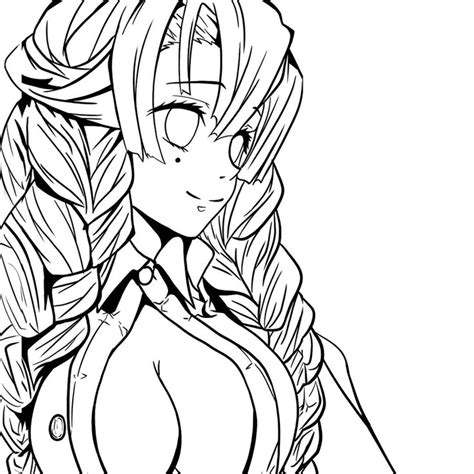 Mitsuri Kanroji Drawing Outline In