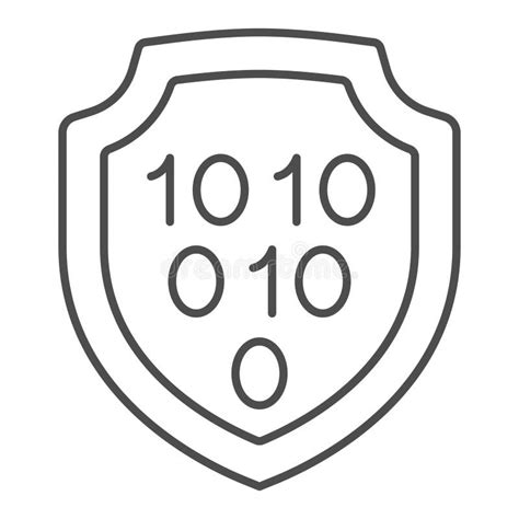 Binary Code On Emblem Thin Line Icon Hacker Attacks Concept Vector