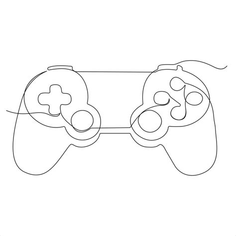 Single Line Continuous Drawing Of Game Controller Joysticks Or Gamepads