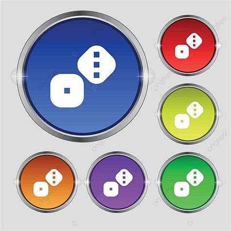 Vector Illustration Of Colorful Buttons With Round Symbols Depicting Dice Cubes Icon Vector
