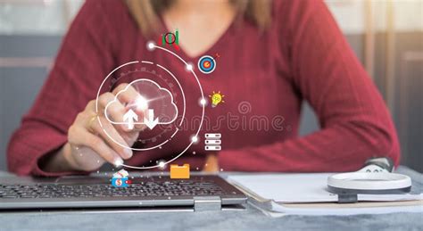Cloud Icon Concept Of Big Data Access Global Network Connection Data Search Use Of Computing