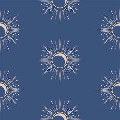 Blue Boho Occult Sun And Moon Wallpaper