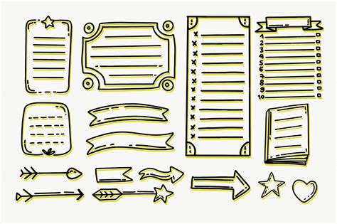 손으로 그린 총알 저널 요소 무료 벡터