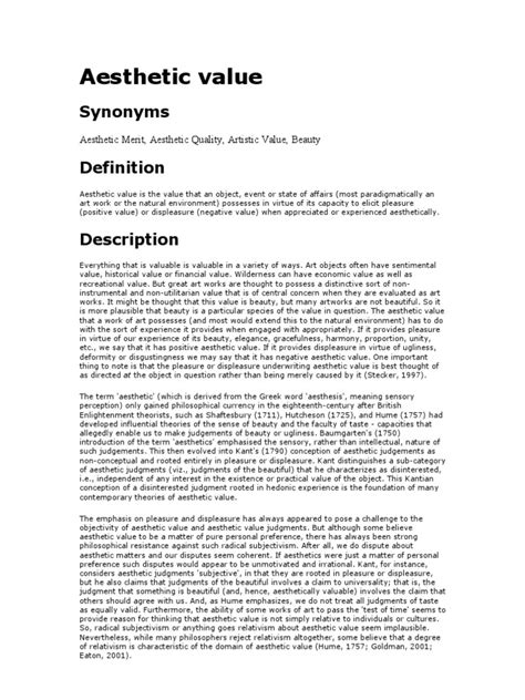 Aesthetic Value Pdf Aesthetics Immanuel Kant