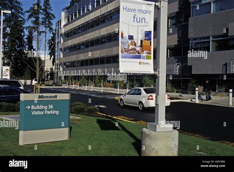 Visitor Parking Lot At One Of The Many Buildings On The Microsoft Corporation Campus Redmond