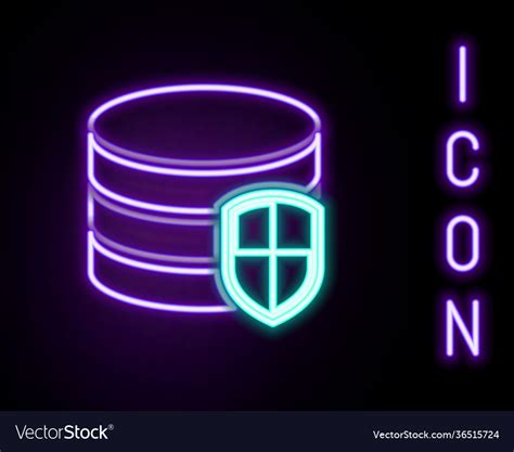 Glowing Neon Line Database Protection Icon Vector Image