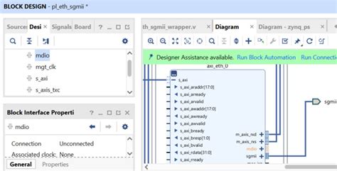 mdio pin in pl 1g sgmii ethernet example