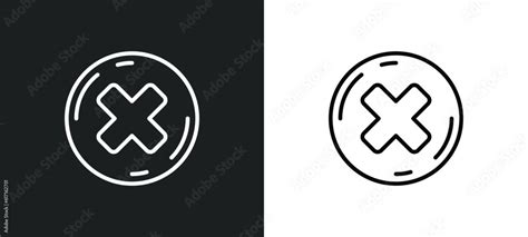 Round Delete Button Line Icon In White And Black Colors Round Delete