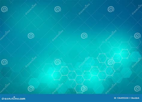 Molecular Structures And Hexagons Elements Abstract Geometric Background With Molecules And