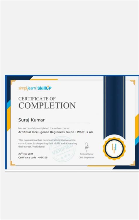 Graduated With Artificial Intelligence Certificate From Simplilearn Suraj Kumar Posted On The