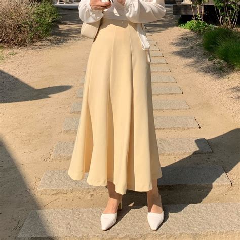 플레어롱스커트 A라인 오피스룩 롱치마 하객룩 여성 블랙 상견례 머메이드 치마 소개팅