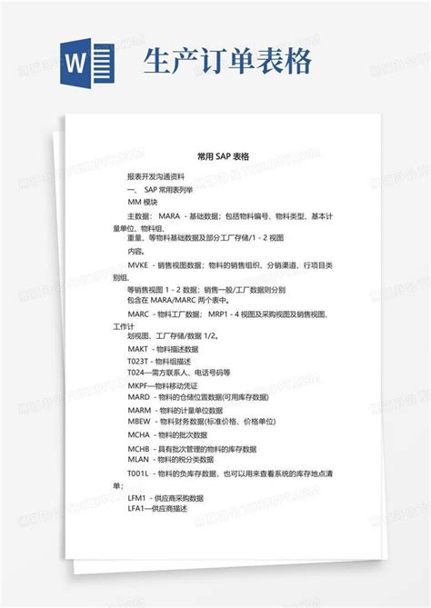 常用sap表格Word模板下载 编号ljyvowax 熊猫办公