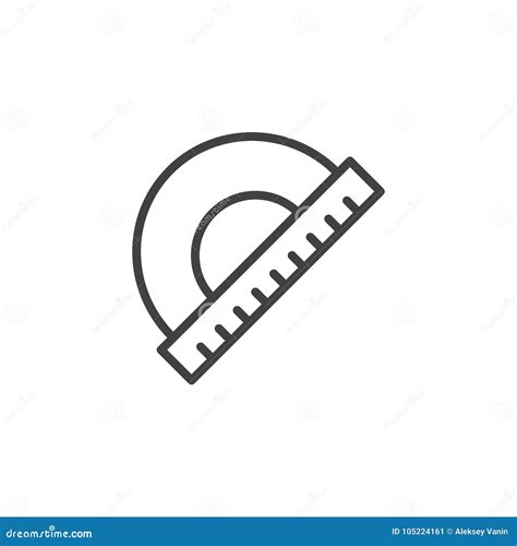 Protractor Ruler Line Icon Stock Vector Illustration Of Pictogram 105224161