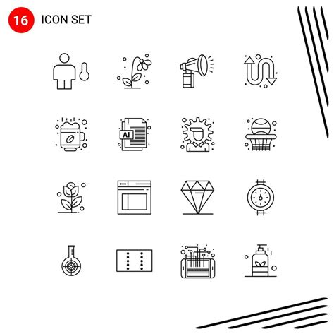 Modern Set Of 16 Outlines And Symbols Such As Watch Kit Arrows Nature