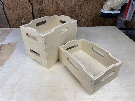 Stackable Storage Crate Box CNC Router Files DIY Stacking Plywood Crates Modular Stackable Box