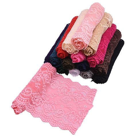 너비 15cm 컬러 나일론 레이스 꽃 패브릭 Diy 자수 레이스 롤 수제 바느질 웨딩 홈 파티 포장 리본 공예레이스
