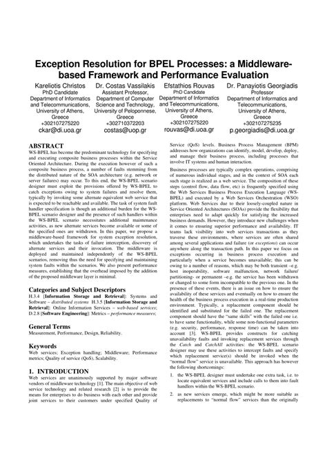 PDF Exception Resolution For BPEL Processes A Middleware Based