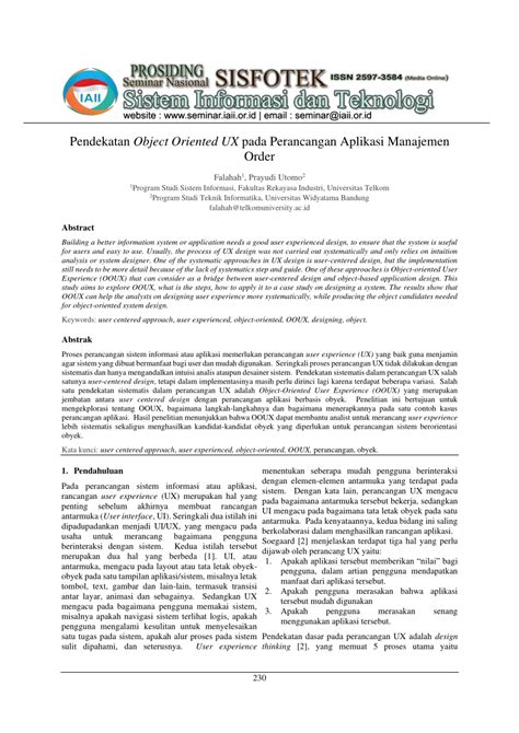 Pdf Pendekatan Object Oriented Ux Pada Perancangan Aplikasi Manajemen