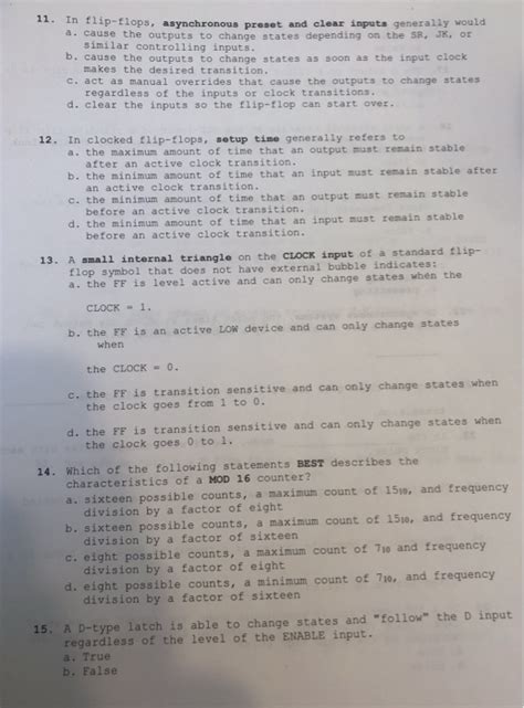 Solved 11 In Flip Flops Asynchronous Preset And Clear