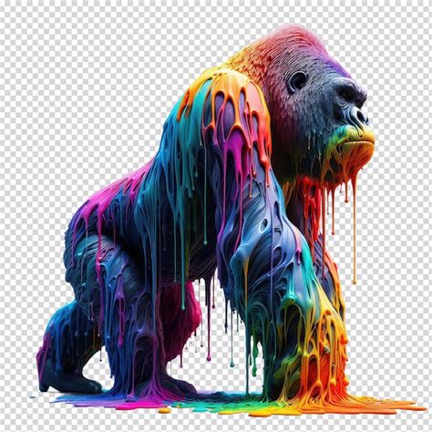 Premium Psd A Picture Of A Gorilla That Is Colored And Colored With Colored Liquid