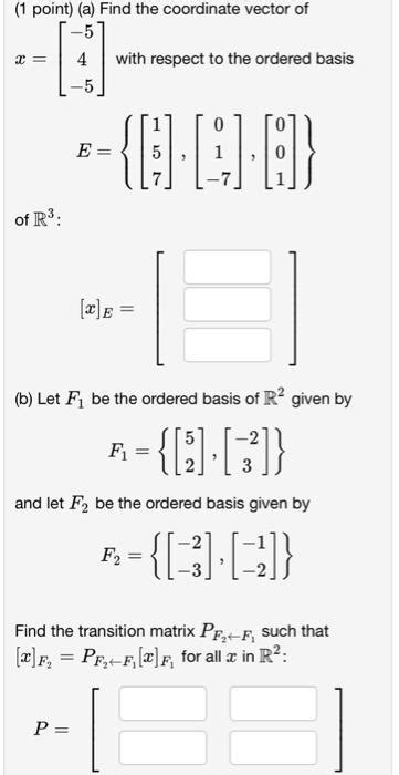 Solved Point A Find The Coordinate Vector Of Chegg