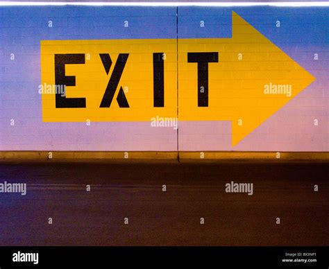 Exit Sign In Parking Garage Stock Photo Alamy