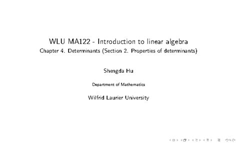 Determinants 02 Determinants Wlu Ma122 Introduction To Linear Algebra Chapter 4