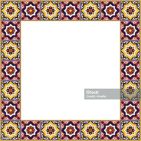 타일 프레임 벡터입니다 빈티지 세라믹 테두리 패턴 다마스크 모자이크 장식 디자인 포르투갈 어줄레호스 멕시코 탈라베라 0명에 대한 스톡 벡터 아트 및 기타 이미지 Istock