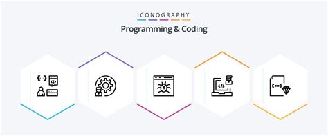 Programming And Coding 25 Line Icon Pack Including Development Coding