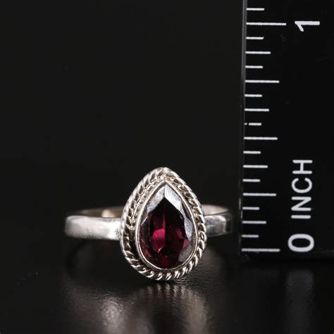 Garnet Tear Drop Shape Ring Ebth