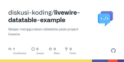 GitHub Diskusi Koding Livewire Datatable Example Belajar Menggunakan Datatable Pada Project