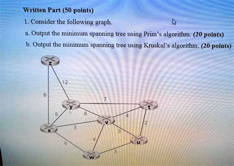 [get answer] written part 50 points 1 consider the following graph