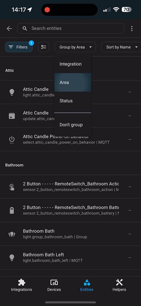‘group By Wont Remember Selection In Devices Entities Pane