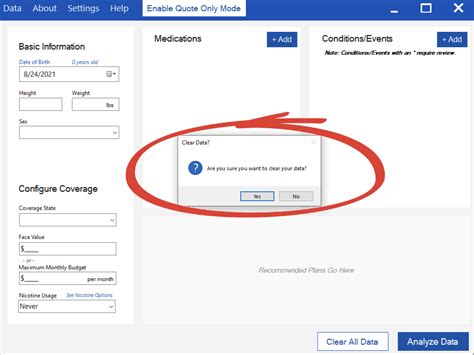 enable disable clear data warning
