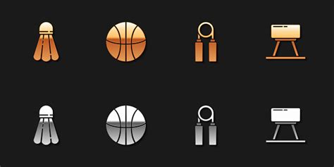 배드민턴 셔틀콕 농구 공 스포츠 확장기 및 Pommel 말 아이콘을 설정합니다 벡터 건강한 생활방식에 대한 스톡 벡터 아트 및 기타 이미지 건강한 생활방식 경쟁 공