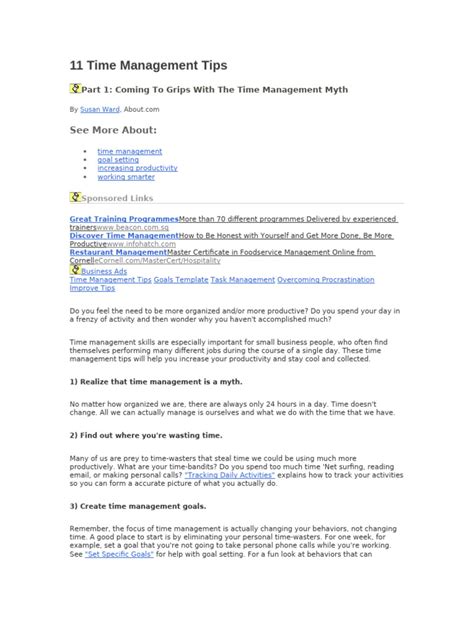 11 Time Management Tips Pdf Time Management Professional Skills