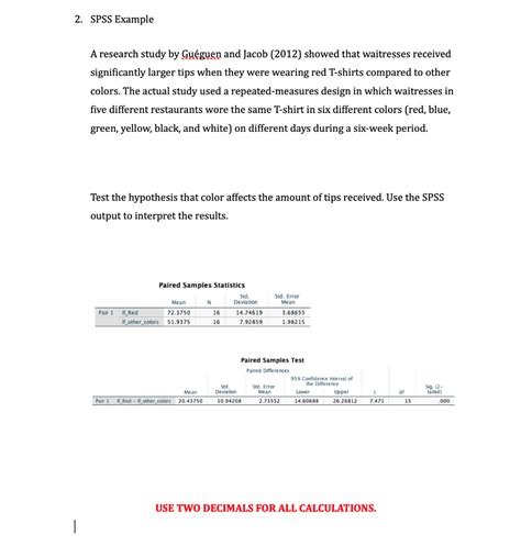 Solved SPSS Example A research study by Guéguen and Jacob Chegg com