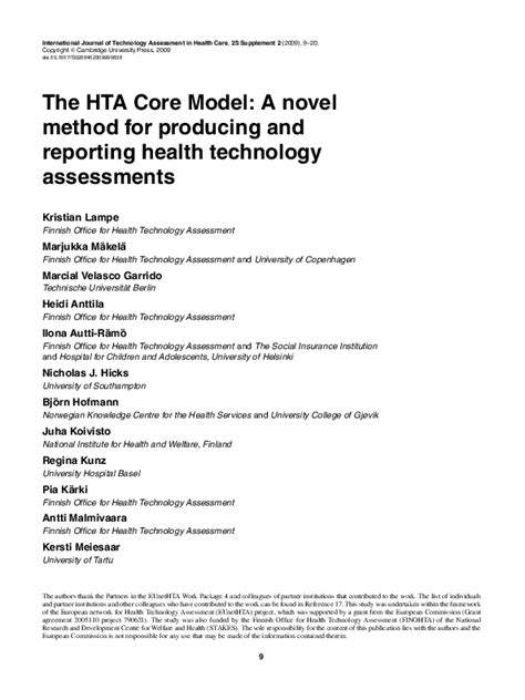Pdf The Hta Core Model A Novel Method For Producing And Reporting
