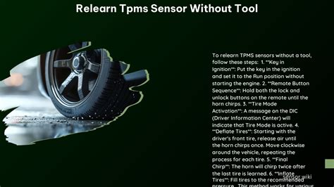 Relearn Tpms Sensor Without Tool A Comprehensive Diy Guide Sensorwiki