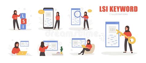Lsi Keyword Latent Semantic Indexing Key Phrases Generator Set Of Vector Illustrations In