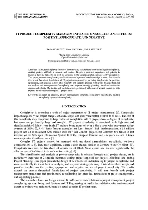 pdf it project complexity management based on sources and effects